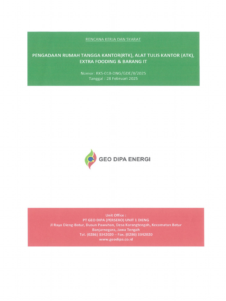 RKS 018 DNG GDE II 2025 Pengadaan RTK ATK Dan Barang IT | PDF