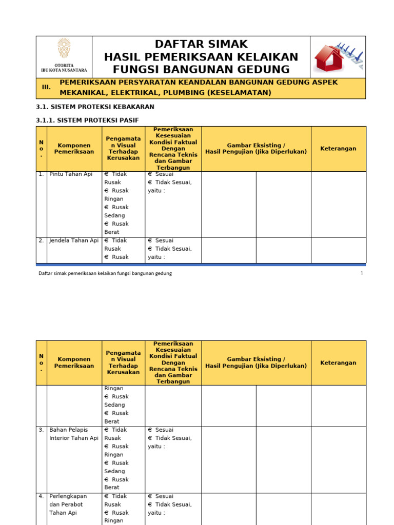 Daftar Simak (Self Assessment) MEP | PDF