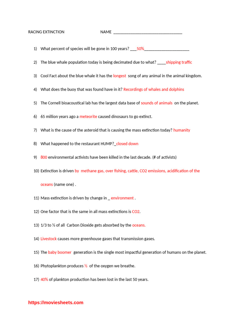 Racing Extinction Answer Key | PDF