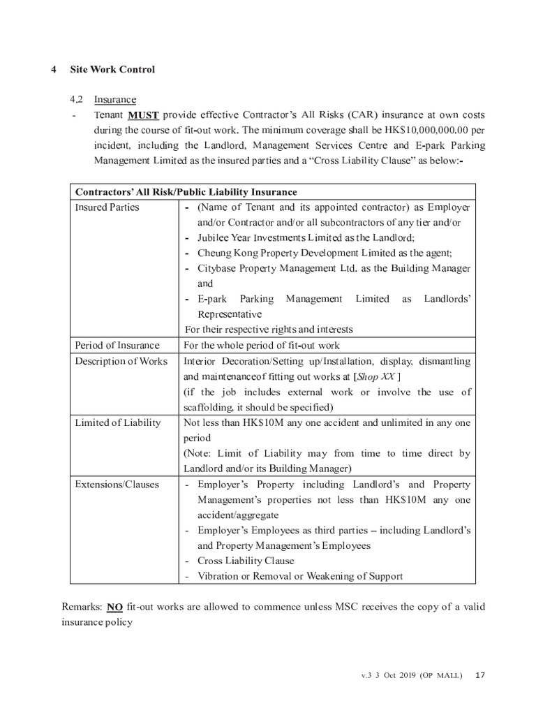 CAR Insurance Details (20191003) Appendix 1 | PDF