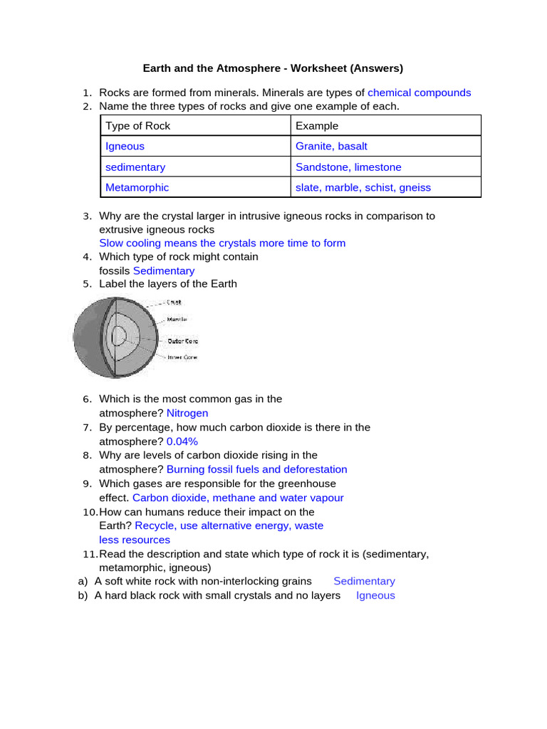4.1 - 4-2 - 4.3 - The Earth - Answers - Updated | PDF | Rock (Geology ...