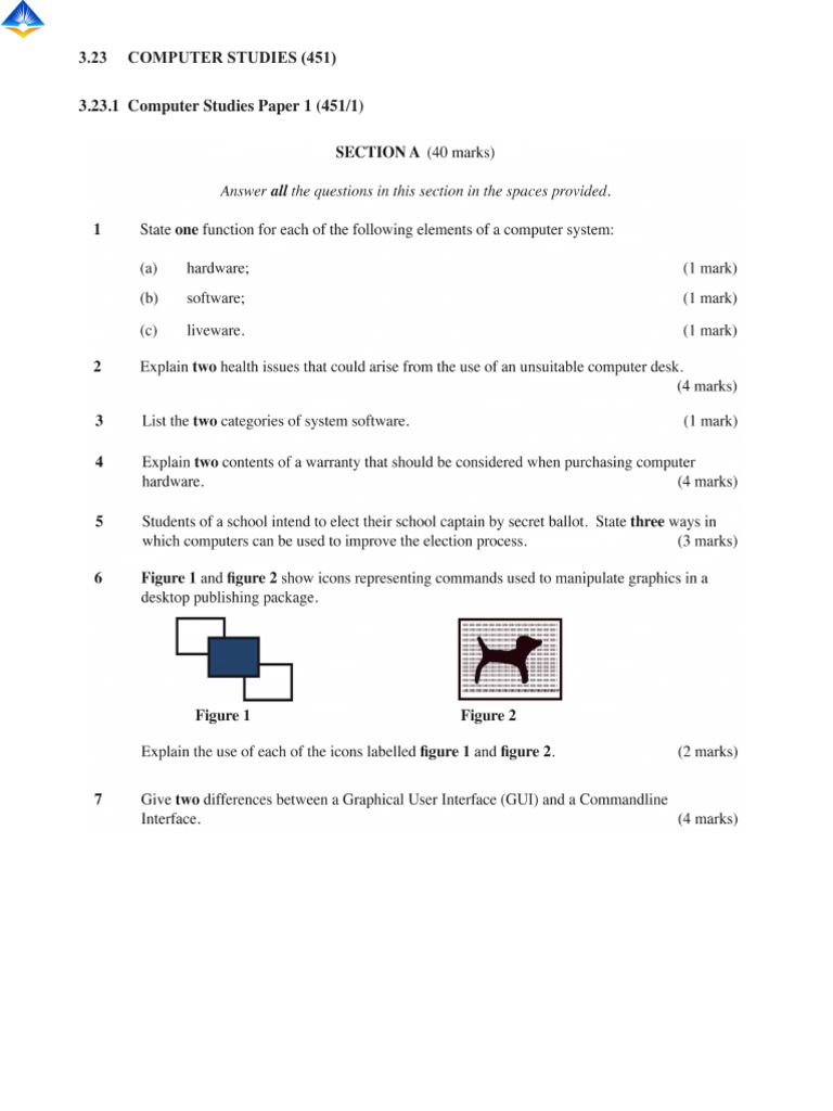 Computer Studies Question Paper1 2 Kcse | PDF