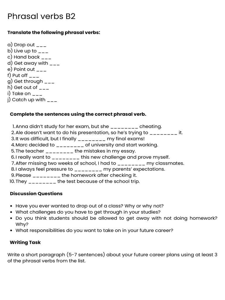 Phrasal Verbs B2 | PDF