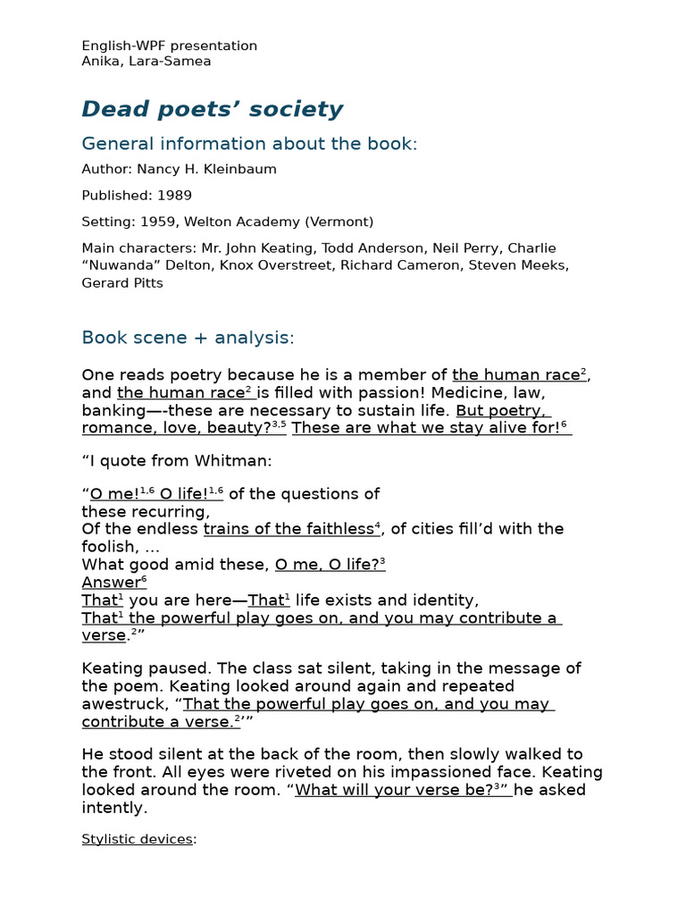 Analysis of Dead Poets Society | PDF