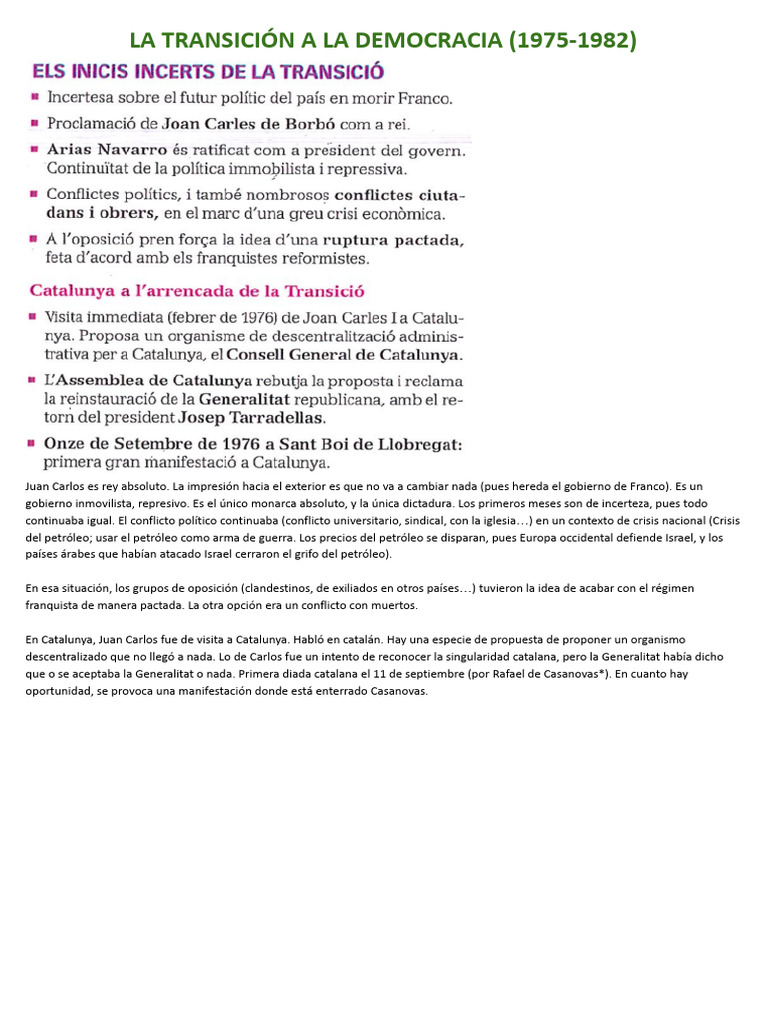H España - Transición A La Democracia | PDF | España franquista ...