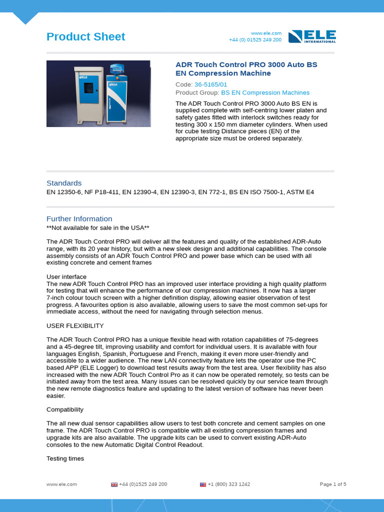 ADR Touch Control PRO 3000 Auto BS EN Compression Machine | PDF ...