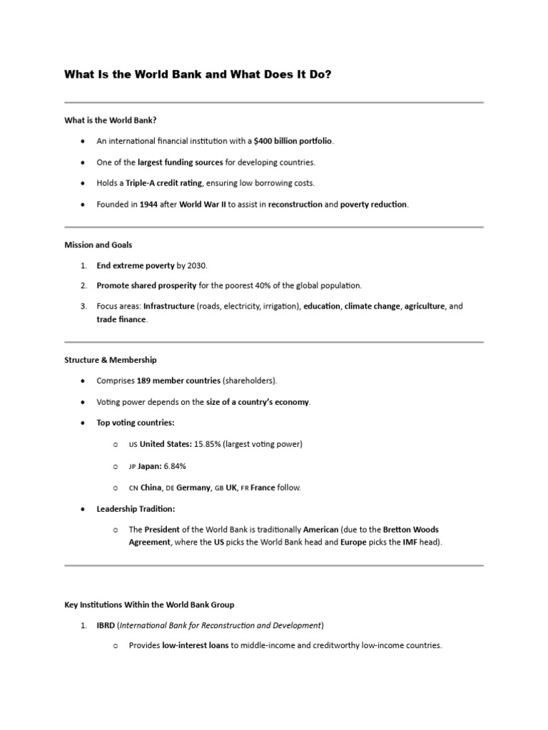 Understanding the World Bank's Role | PDF | World Bank | World Economy
