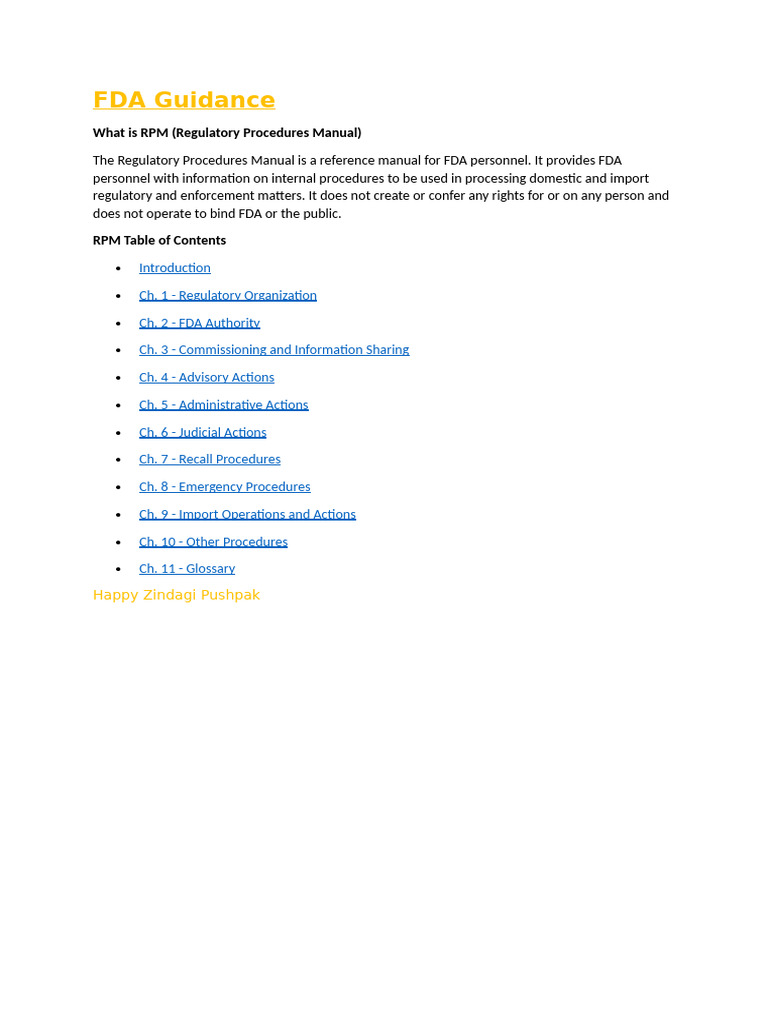 RPM (Regulatory Procedures Manual) | PDF