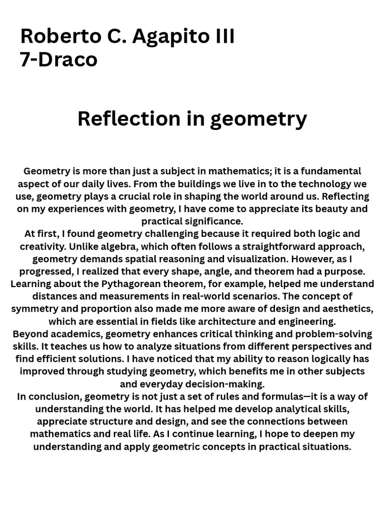 Roberto C. Agapito III 7-Draco Reflection in Geometry | PDF