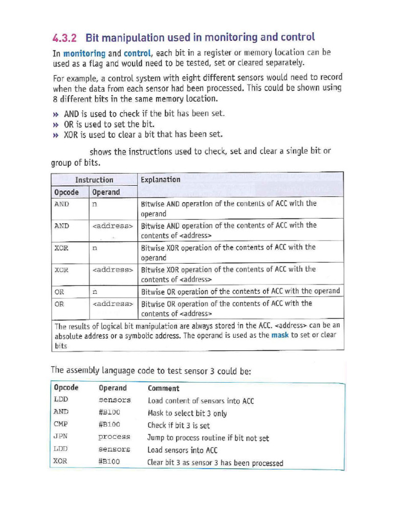 4.3.2 & 3 Bit Manipulation Used in Monitoring and Control & Binary Shifts | PDF