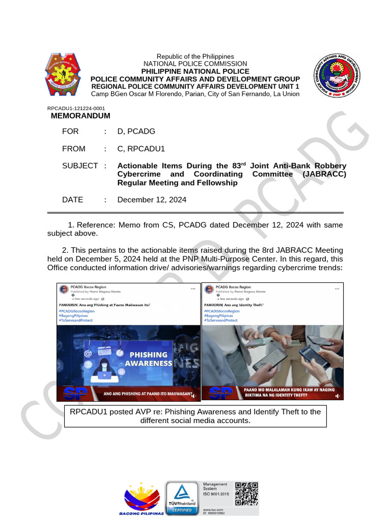 JABRACC Meeting Action Items Summary | PDF