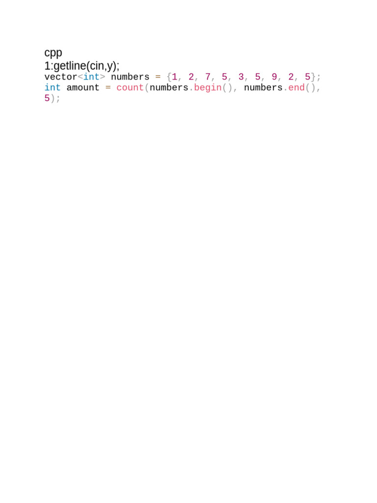 CPP 1:getline (Cin, Y) : Vector Numbers Amount Numbers Numbers | PDF