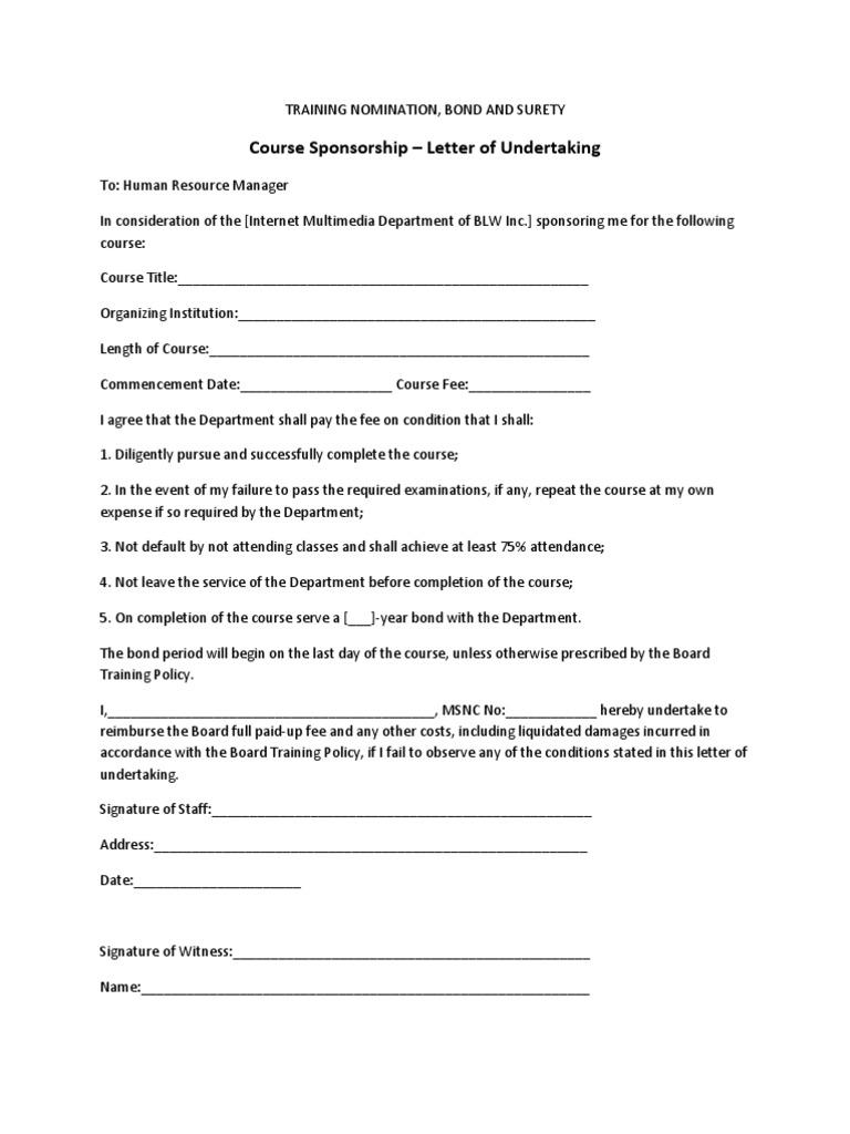 Training Nomination Form | PDF | Surety Bond | Government Information