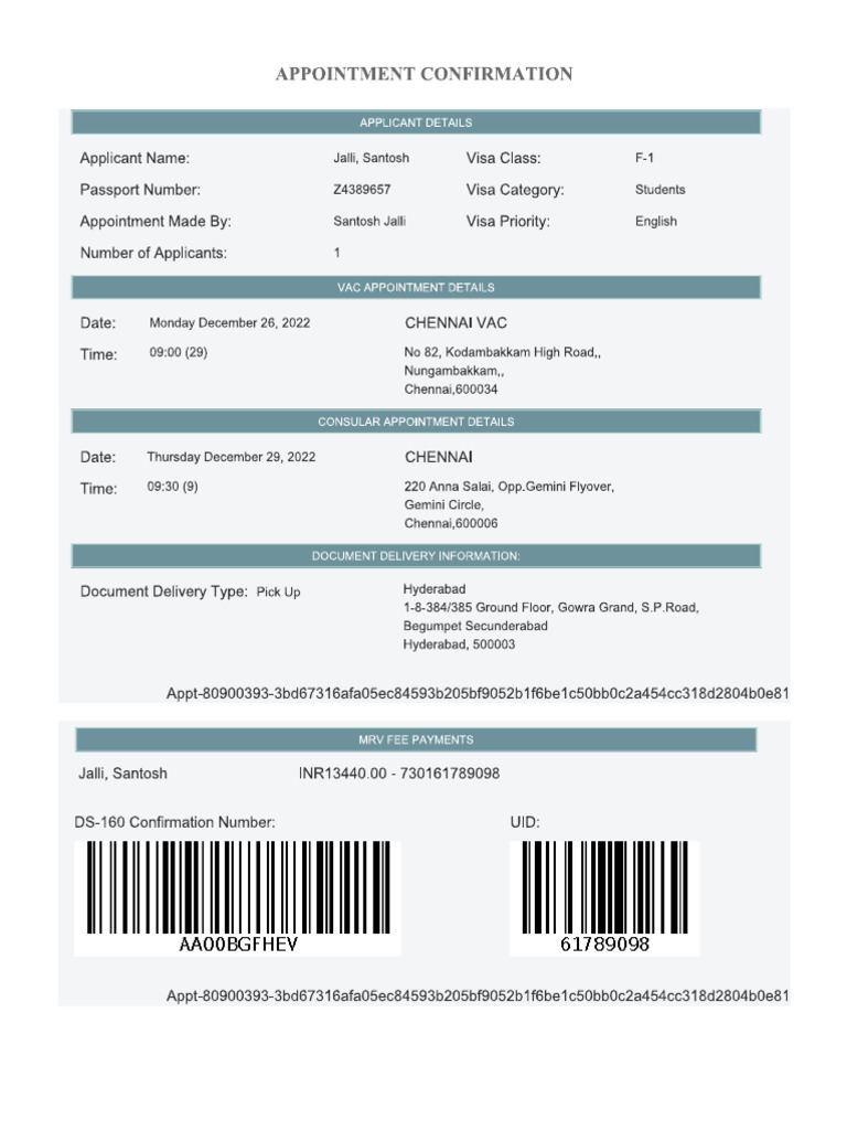 Appointment Confirmation | PDF