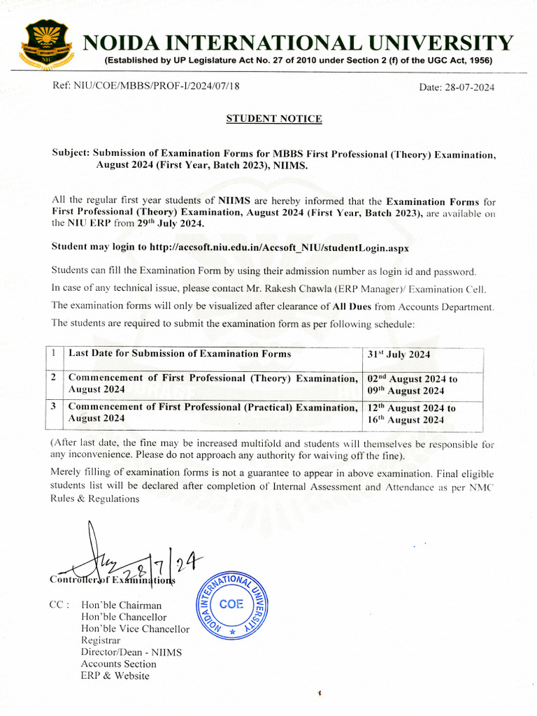 Revised Notice COE | PDF