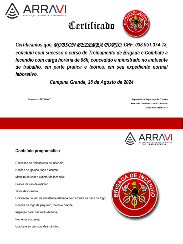 Certificado Brigada de Incendio | PDF | Incêndios | Transferência de calor