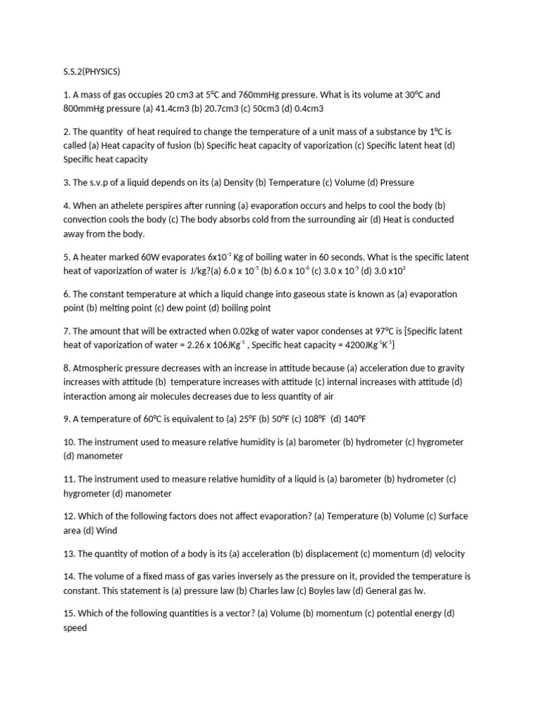 2025 Sss 2 Physics | PDF | Latent Heat | Waves