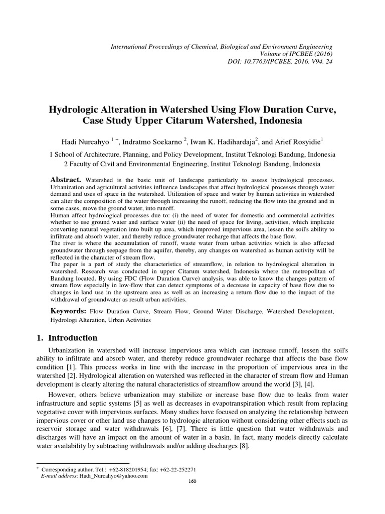 Hydrologic Alteration in Watershed Using | PDF | Groundwater | Drainage ...
