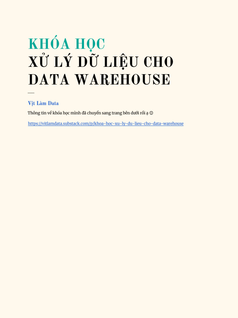 Khóa Học Xử Lý Dữ Liệu Cho Data Warehouse - Vịt Làm Data | PDF