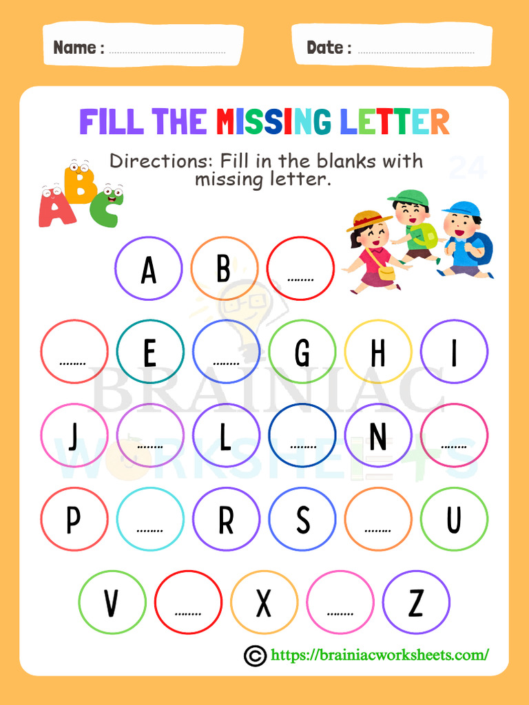 Fill in Missing Alphabets LKG English Worksheet | PDF