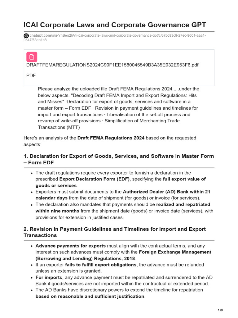 Draft FEMA Regulations 2024 Overview | PDF | Regulatory Compliance | Banks