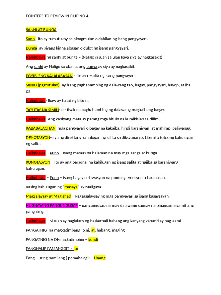 Pointers Sa Filipino | PDF