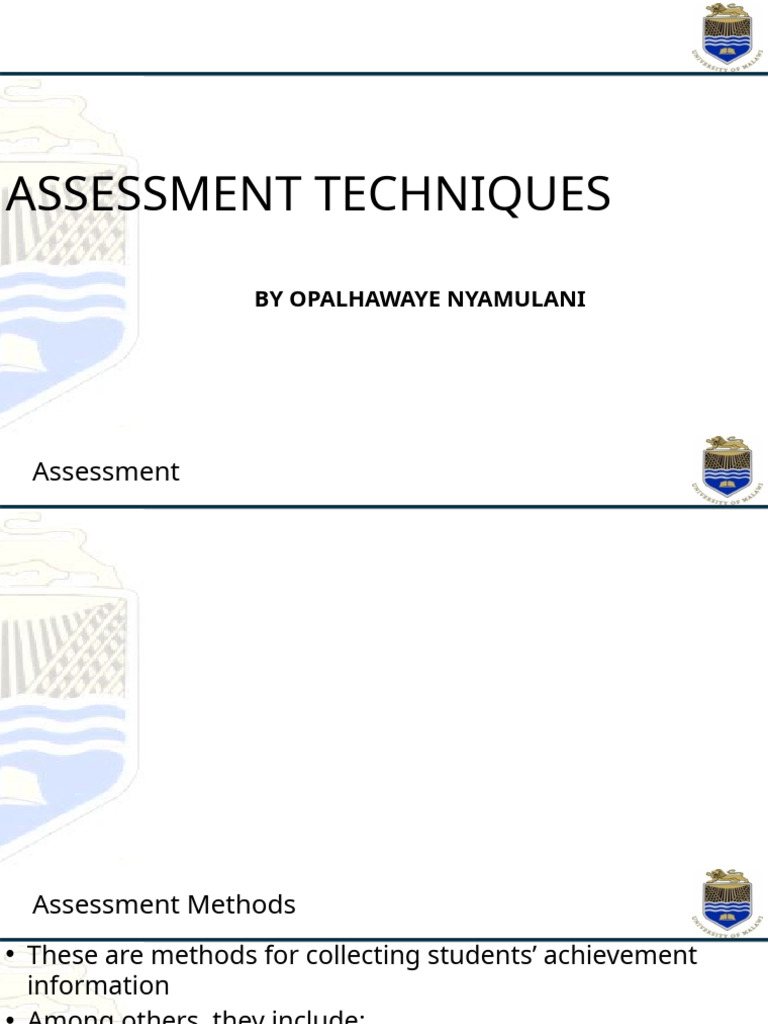 Topic 2 Assessment Techniques | PDF | Multiple Choice