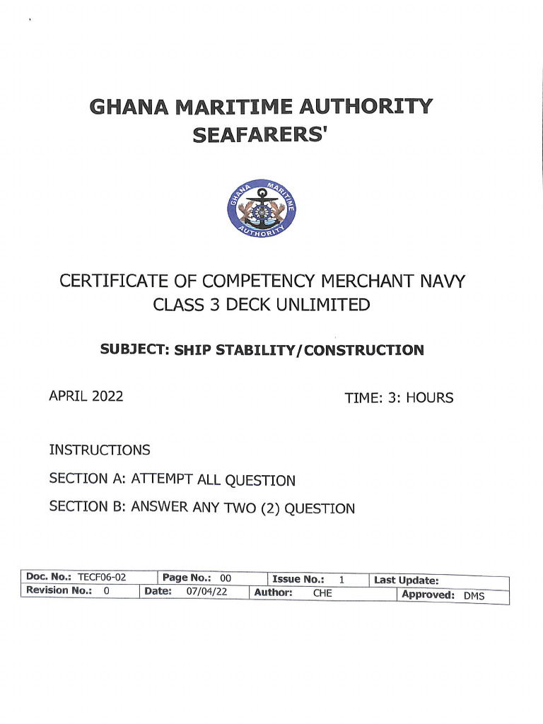 CoC Merchant Navy Class 3 Deck - GMA - 58 | PDF