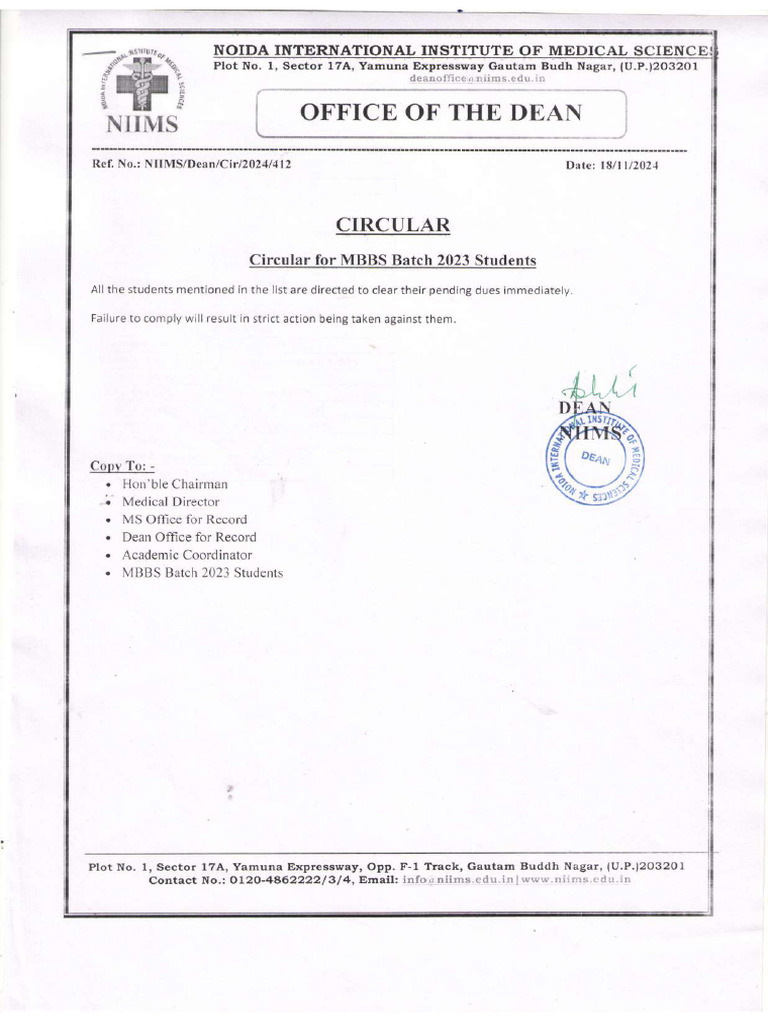 2023 Fee Office Order | PDF