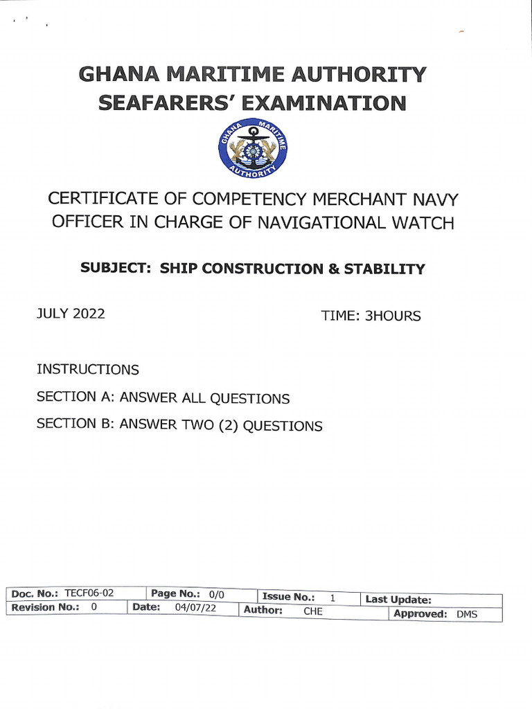 CoC Merchant Navy Officer in C - GMA - 92 | PDF