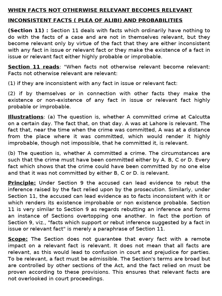 When Facts Not Otherwise Relevant Becomes Relevant | PDF | Evidence | Plea
