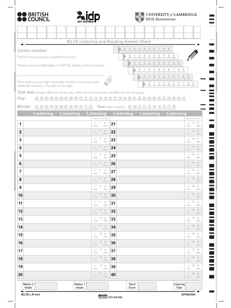 Ansew Sheet Listening Ielts | PDF