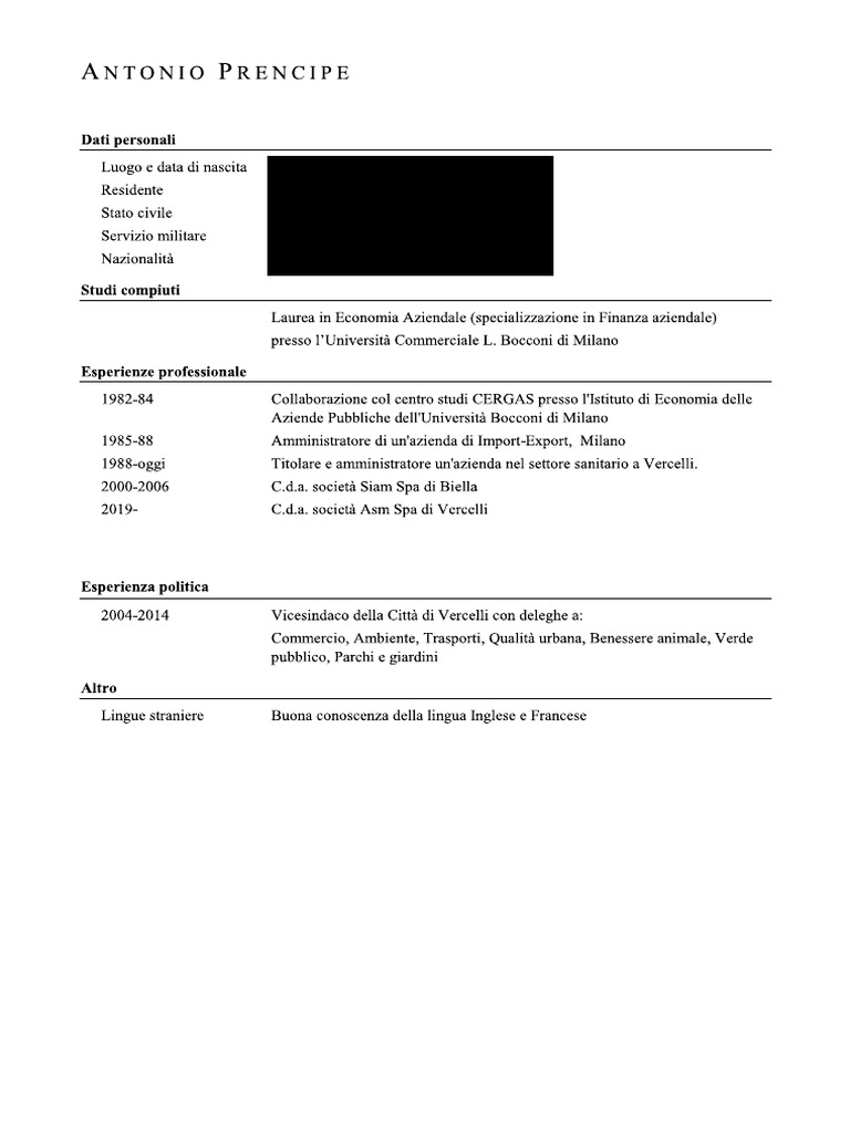 CV Prencipe Oscurato | PDF