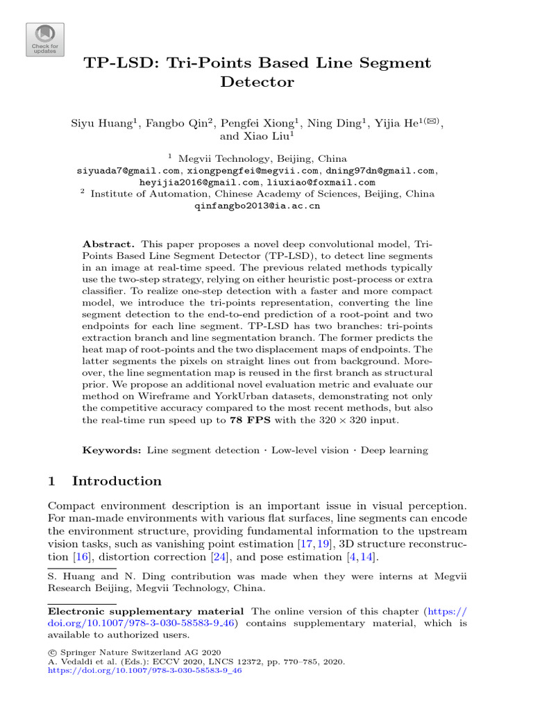 2020-Huang - Tri-Points Based Line Segment Detector | PDF | Image Segmentation | Computer Vision