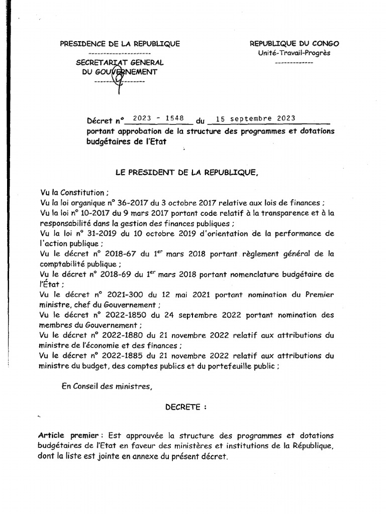 Congo Decret 2023 1548 | PDF