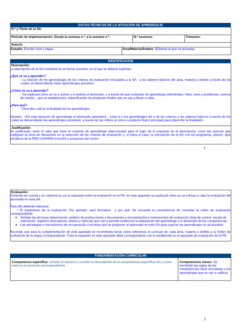 Plantilla SA LOMLOE | PDF | Plan de estudios | Evaluación