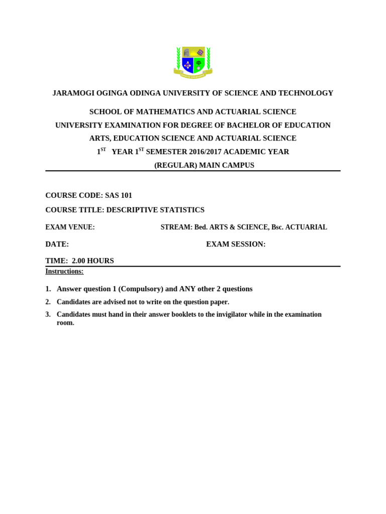 Sas 101 Descriptive Statistics Teacher - Co .Ke | PDF | Percentile ...