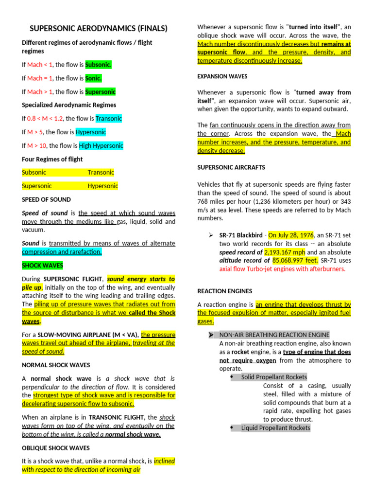 Finals Supersonic Aerodynamics | PDF | Supersonic Speed | Mach Number