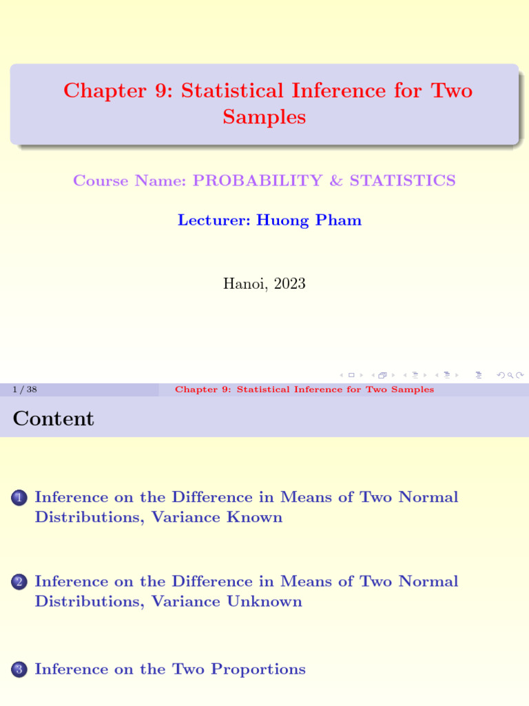 Chapter 10. Statistical Inference For Two Samples | PDF | Confidence Interval | Variance