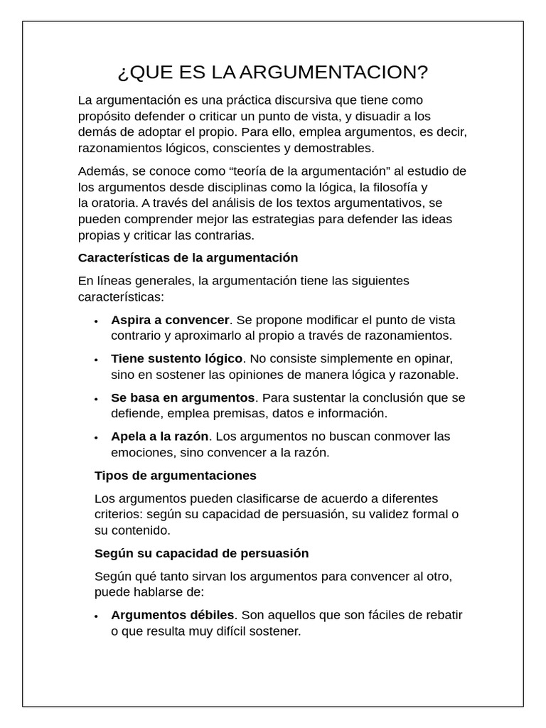 Tarea 1 Que Es La Argumentacion | PDF | Teoría de la argumentación ...