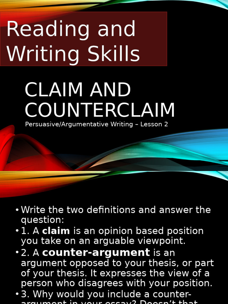 Lesson 2 Claim and Counterclaim | PDF | Argument | Evidence