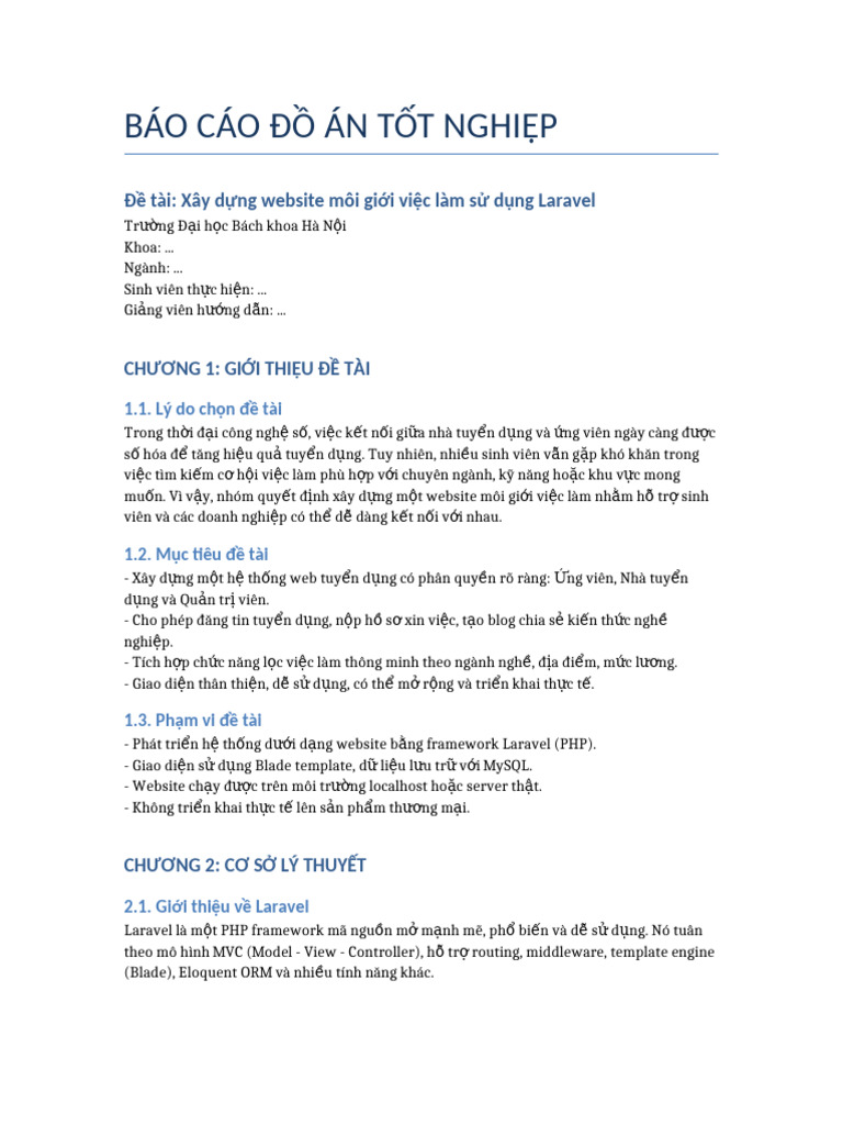Bao Cao Do An Vieclampro ch1-3 | PDF