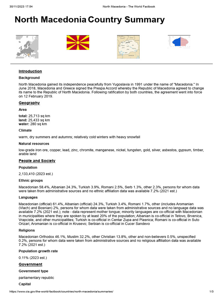 North Macedonia Country Overview 2023 | PDF | Balkans