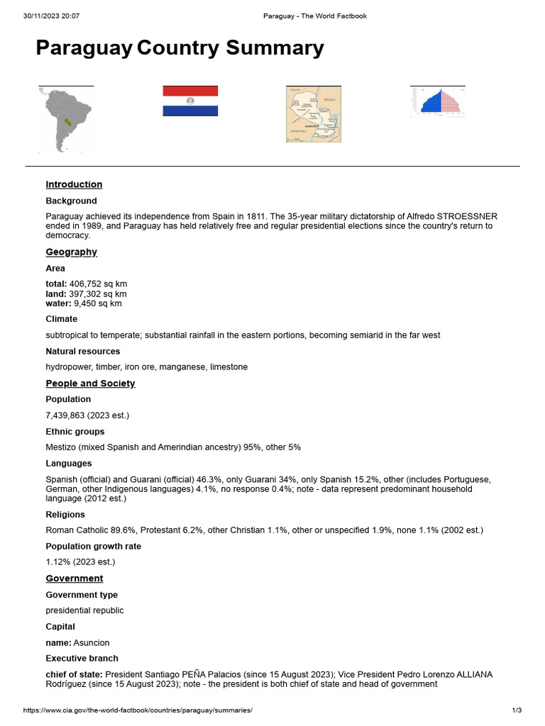 Paraguay Country Overview 2023 | PDF | Paraguay | Economies