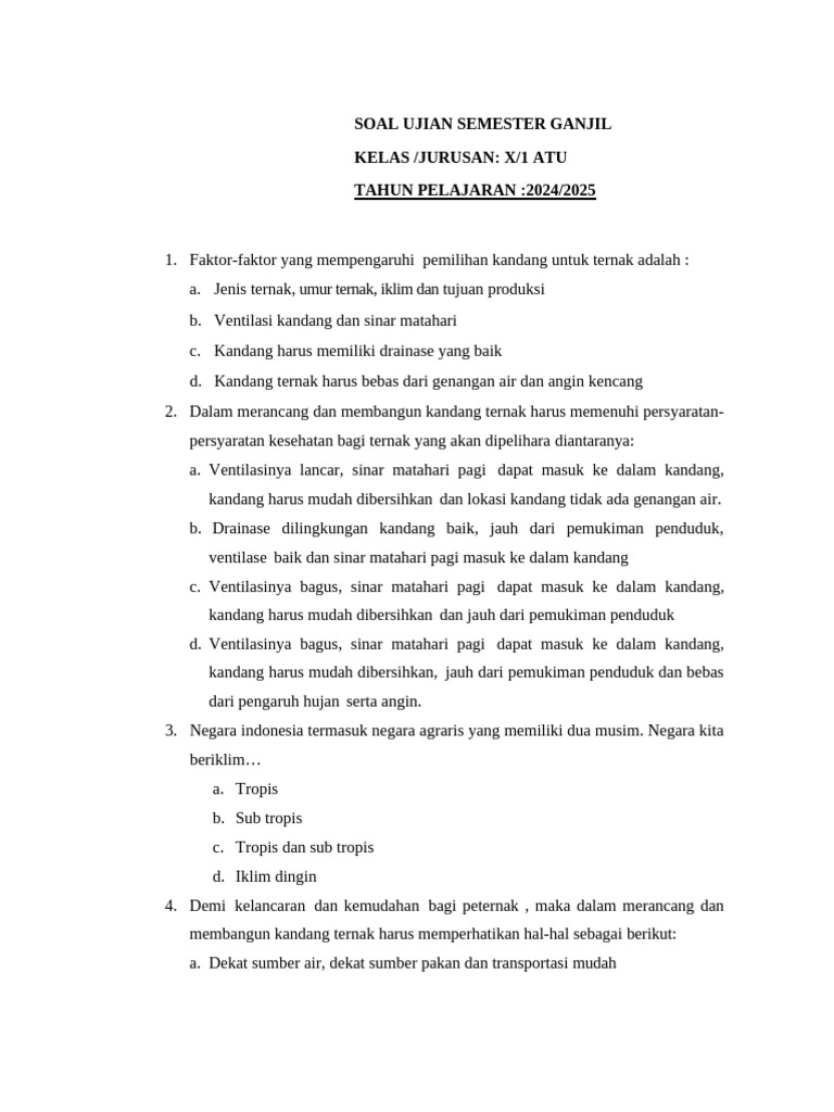 SOAL UJIAN SEMESTER X ATU | PDF