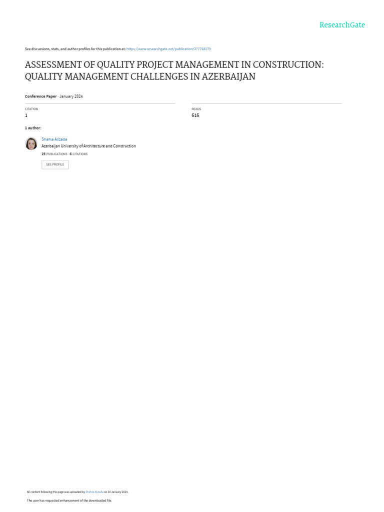 Quality Management in Azerbaijan's Construction | PDF | Quality ...
