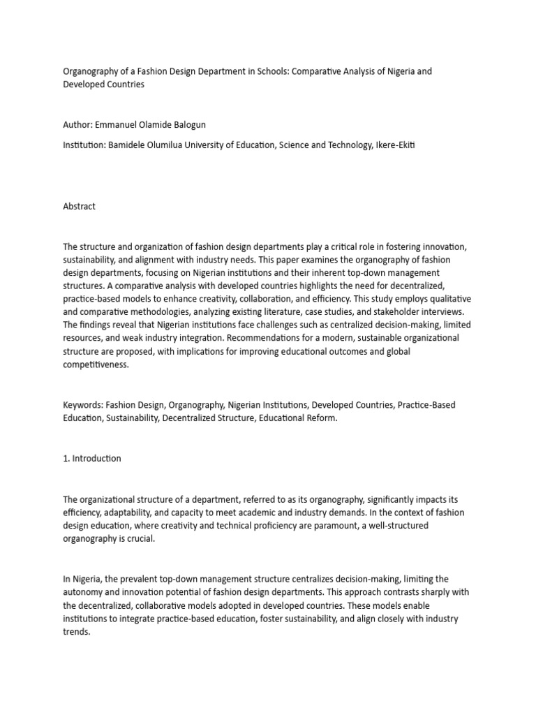 Organograph of Fashion Design Department | PDF | Innovation ...