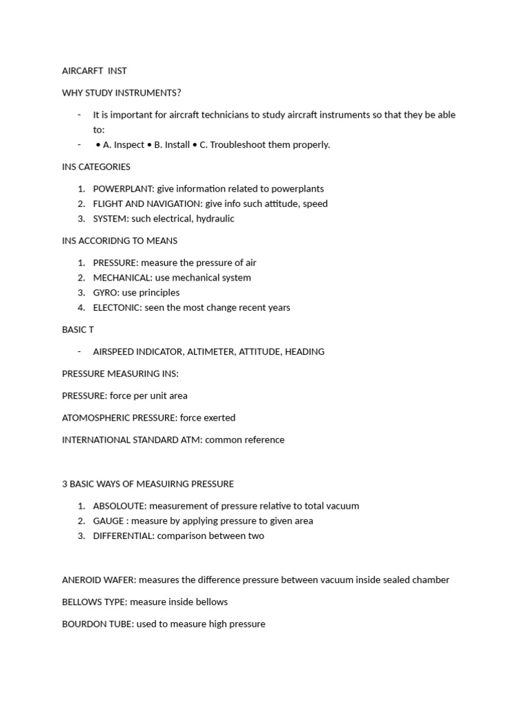 Aircraft Instrumentation Overview | PDF | Airspeed | Aircraft
