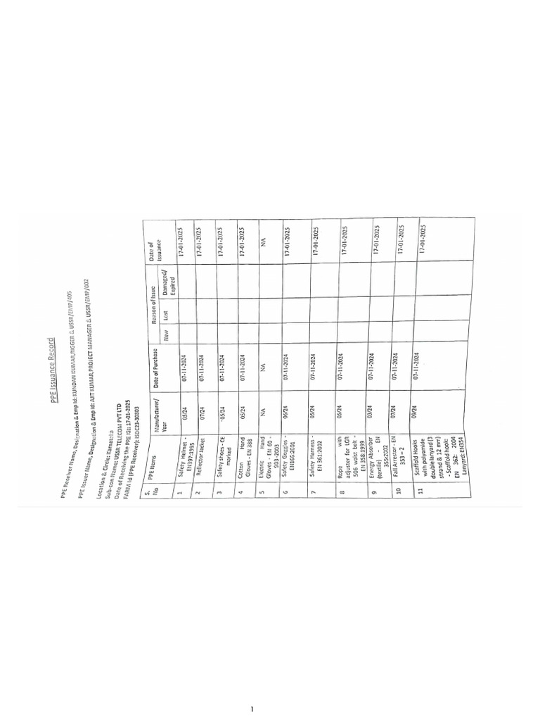 Kundan - Kumar - Ppe Issuance | PDF