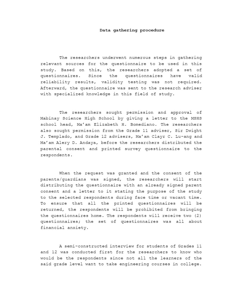 Data Gathering Procedure | PDF